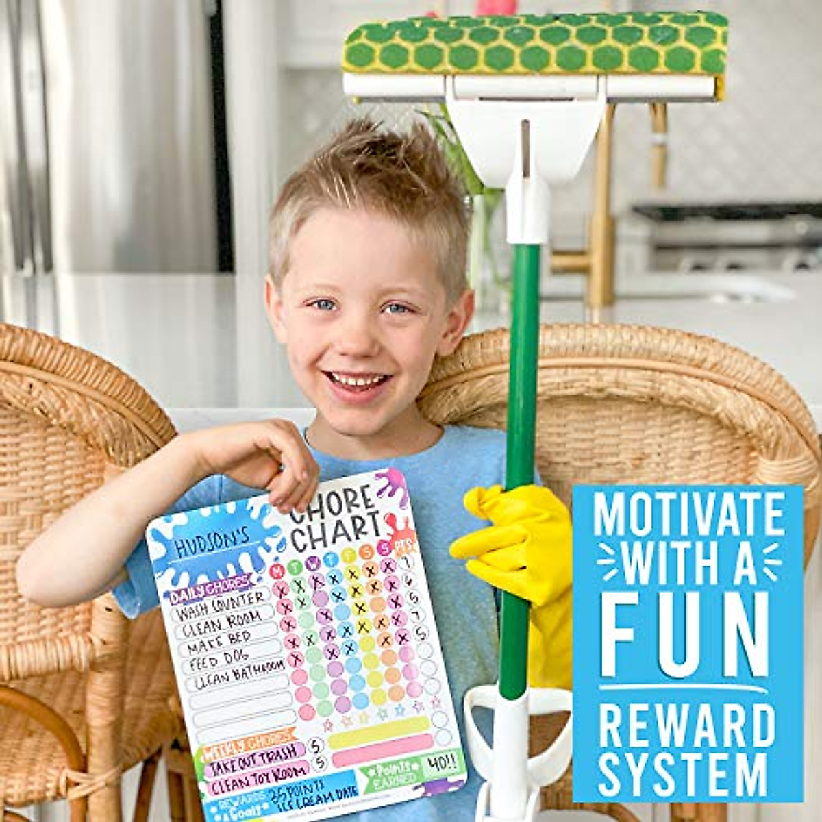 Slime Kids Chore Chart Magnetic, Reward Chart for Kids, Good Behavior Chart for Kids at Home, My Responsibility Chart for Kids, Magnetic Reward Chart for kids Behavior, Color Chore Chart for One Child