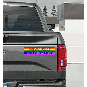 38 PCS The Original Funny Gay LGBT Prank Bumper Stickers [Updated] Extra Large for Cars, Trucks and Luggage I Am So Gay I Can't Even Drive Straight Sticker Variety Pack