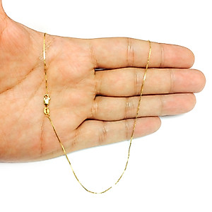 Jewelry Affairs 14k Yellow Real Solid Gold Mirror Box Chain Necklace, 0.7mm, 20"