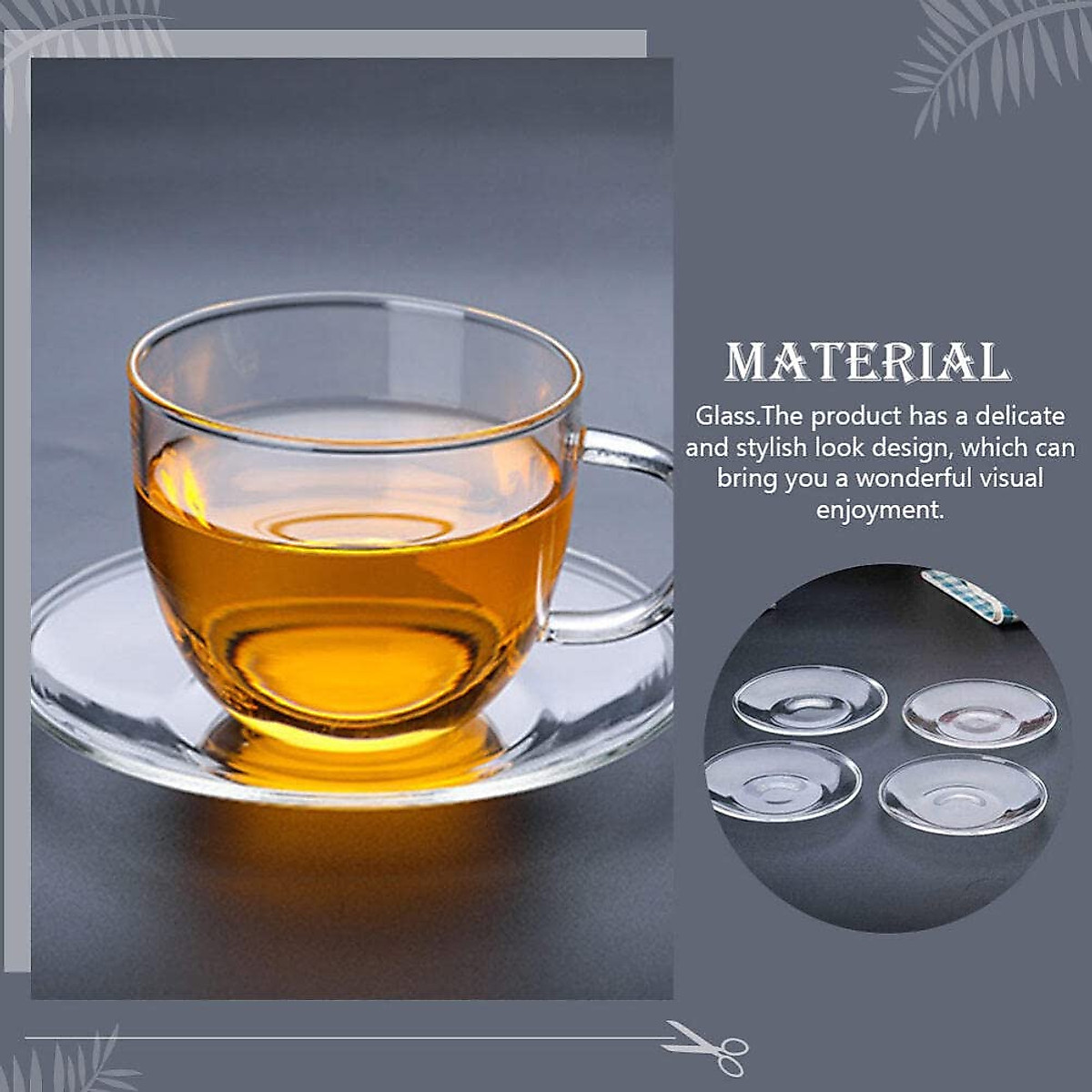 Clear Glass Plates Small Glass Plates Snack Dishes Dessert Plate 4Pcs Transparent Glass Saucers Round Tea Saucers Decorative Snack Dishes Tea Plates Glass Dinner Plate Saucer Glass Plates