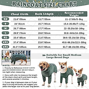 ROZKITCH Dog Jacket Waterproof Dog Raincoat with Zipper Harness Opening Reflective Strip for Small Medium Large Dog, Windproof Adjustable Rainwear with Two Leg Protectors High Collar, Pet Vest Green