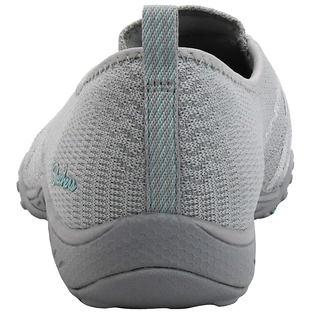 Skechers Women's Breathe Easy-A Look Sneaker, Grey/Aqua 8 W
