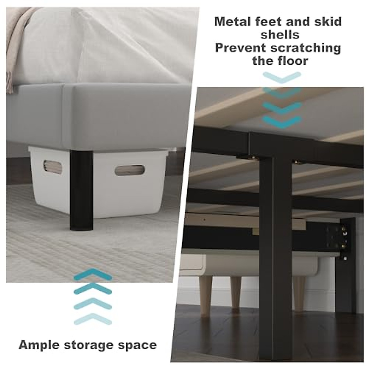 IYEE NATURE Twin Bed Frame Upholstered Platform with Headboard and Strong Wooden Slats, Strong Weight Capacity, Non-Slip,No Box Spring Needed, Easy Assembly,Twin Size Bed Frame,Gray