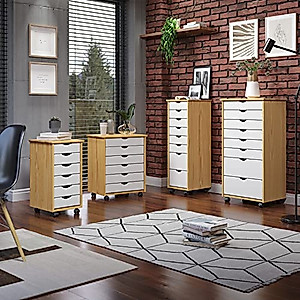 Adeptus Original Roll Cart, Solid Wood, 6+2 Drawer Extra Wide Drawers Roll Carts, White