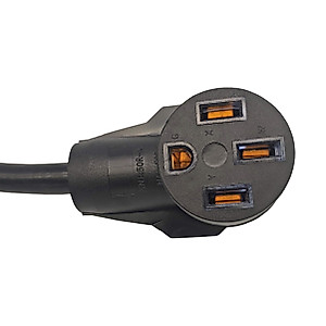 Fullsky FC-EVTT45 Male Generator RV 3 Prong Plug to Female 4 Prong 14-50R Receptacle 3 Prong to 4 Prong EV Charge Adapter Cord NEMA TT-30P to 14-50R 30A to 50A Output 30Amp 125Volt(Only for EV use)