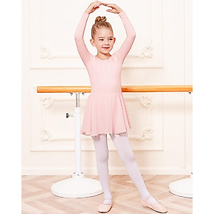 Stelle Ballet Leotards for Girls Long Sleeve Toddler Dance Leotard Outfits with Skirt Classic(Little/Big Kid) (Ballet Pink,5T)