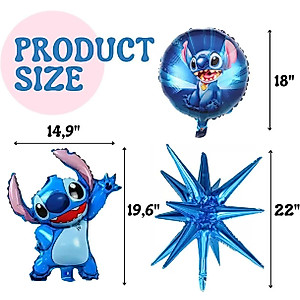 5PCS Cartoon Theme Blue Balloons 18" and 22" Cartoon Birthday Party Decorations for Cartoon Balloons Arch Birthday Party Decorations