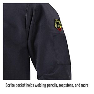 Black Stallion FBK9-30C Flame-Resistant Cotton Welding Jacket, Black, Medium