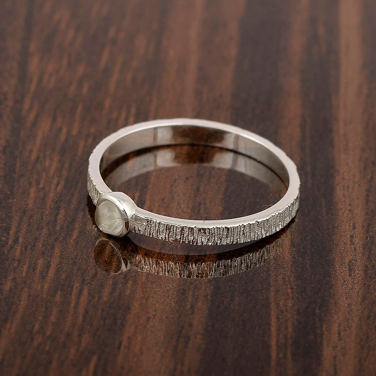 Shine Jewel Mini Rainbow Moonstone 925 Sterling Silver Stackable Women Engagement Ring (8.5)