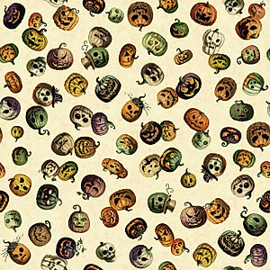 Generic QT Fabrics Creepsville by Morris Creative Group 30205 E Cream Pumpkin Toss Fabric, Mixed