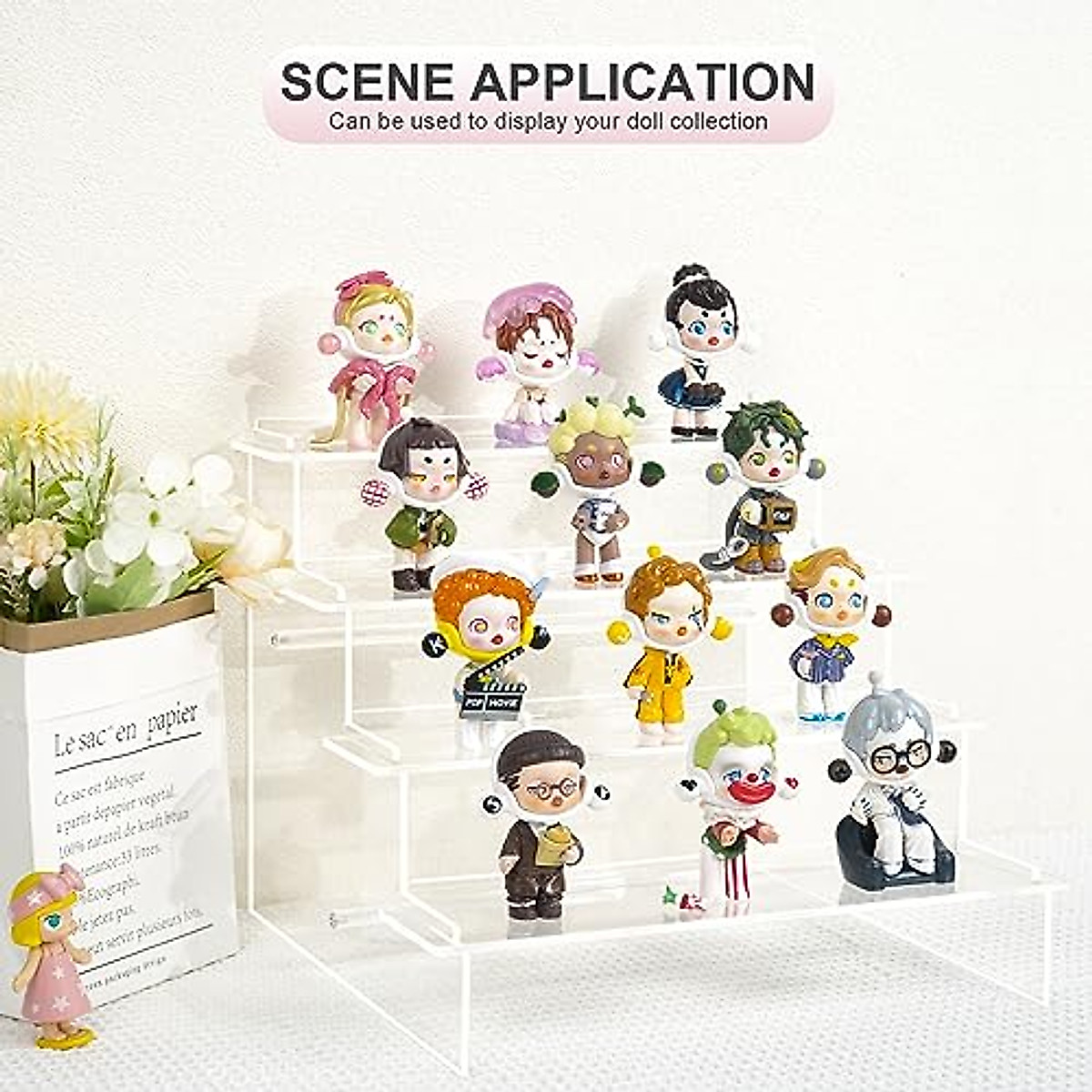 ULENDIS 4 Tier Acrylic Display Stands Organizer for Perfume, Upgrade Clear Display Stand Risers Shelf for Cupcakes Perfumes Figurines, Desktop Tiered Display for Decorating & Organizing