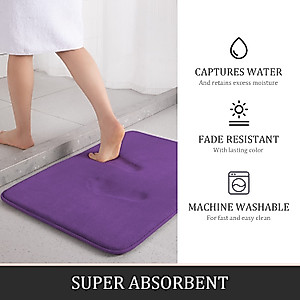YIHOUSE Bathroom Rug Set 5 Piece, Memory Foam Bath Mat Set, Super Absorbent Bath Mats for Bathroom - Non-Slip & Washable Bath Rugs - Dry Quickly Bath Rugs, Purple