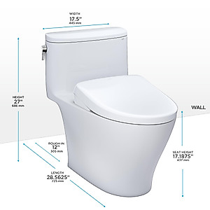 TOTO® WASHLET®+ Nexus® 1G® One-Piece Elongated 1.0 GPF Toilet with S7A Contemporary Bidet Seat, Cotton White - MW6424736CUFG#01
