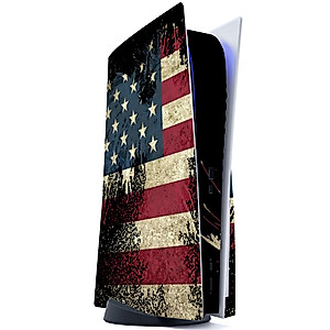 PlayVital US Flag The Stars & Stripes Full Set Skin Decal for ps5 Console Disc Edition, Sticker Vinyl Decal for ps5 Controller & Charging Station & Headset & Media Remote