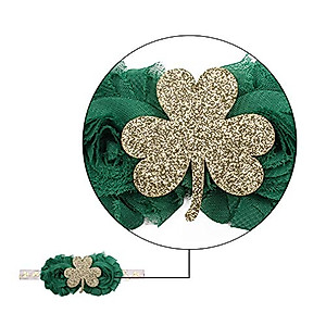 YanJie St. Patrick's Day Baby Girl Hairbands - Shabby Chiffon Gold Metallic FOE Headband Hair Accessories for Birthday Gift (St FOE, free)