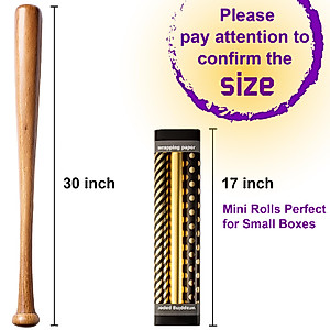 Retrify Wrapping Paper Roll - 3 Mini Rolls Black Gold Foil Polka Dots Stripes Gift Wrap Paper for Birthday, Christmas, Father's Day, All Occasions - 17 Inch x 120 Inch Per Roll