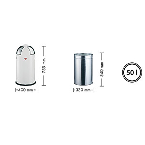 WESCO Push Two 175861-20 Double Push Bin & Metal Liner, 13.2 gal (50 L)