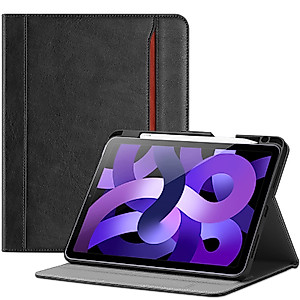 ProCase for iPad Air 11 Inch 2024 / iPad Air 5 2022 / Air 4 2020 Case 10.9 [Support Pencil 2 Charging], Leather Stand Folio Protective Cover Case with Pencil Holder for iPad Air 10.9/11 Inch -Black