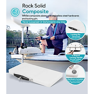 For Minn Kota 1854017 Quick Release Bracket RTA-17 For Terrova, Ulterra, PowerDrive, Deckhand 40, Riptide ST SP Trolling Motor, Composite Electric Steer Trolling Motor Bracket Motor Mount Plate, White