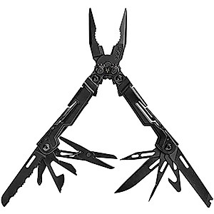 SOG PowerPint Mini Multi-Tool-Utility Tool with Compound Leverage Smooth Open, 18 Lightweight Specialty Tools, Stainless Steel Blade-Black (PP1002-CP)