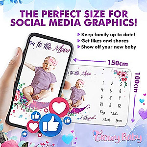 GROWY BABY Milestone Blanket for Baby Girl Gifts - Nursery Decor Baby Monthly Milestone Blanket Girl - Newborn Baby Shower Flannel Fleece Girl Milestone Blanket - 60"x40"