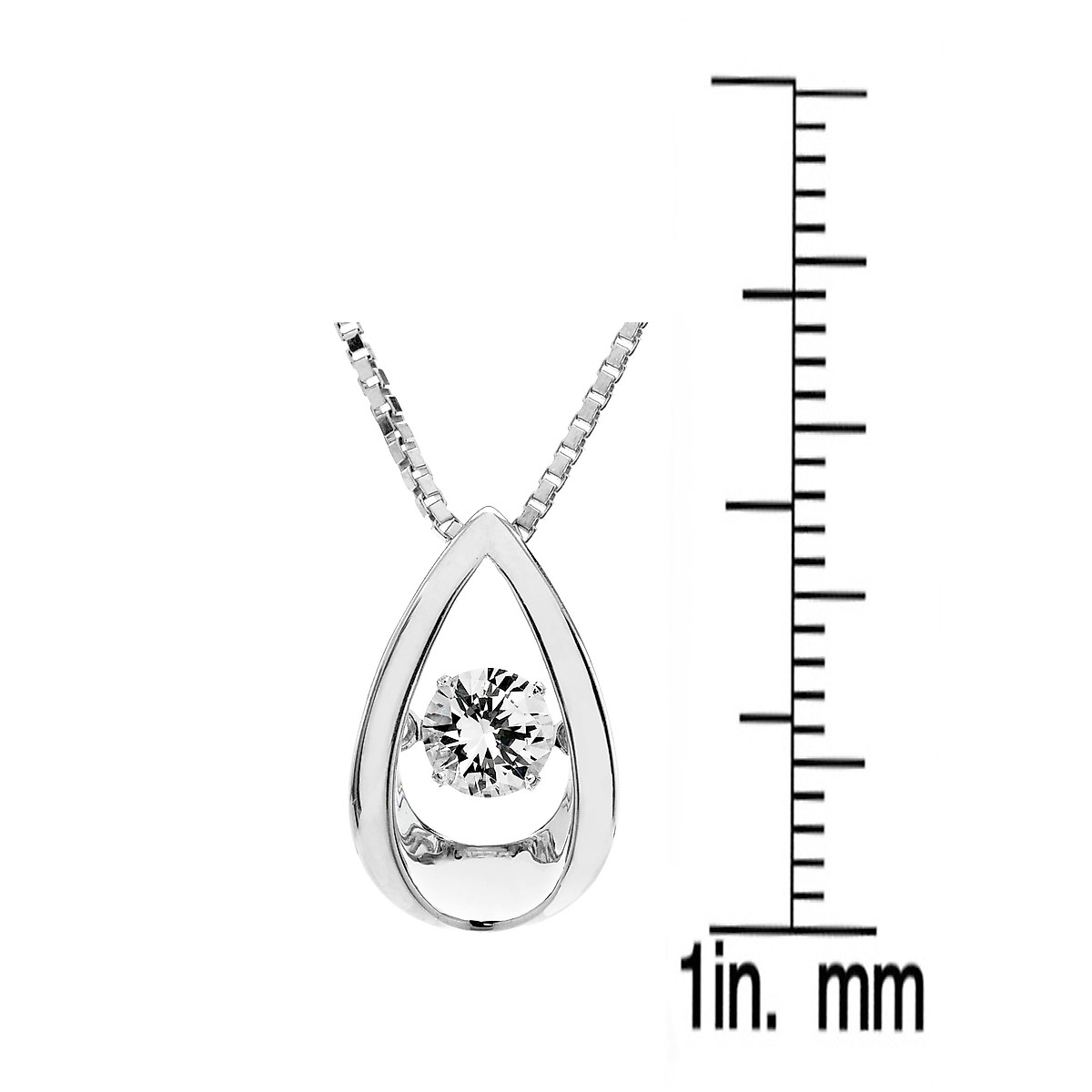SERAFINA ❤ Dancing White Sapphire Tear Drop Pendant Silver Necklace | 925 Sterling Silver Egg Shape Necklace with Lab-Created White Sapphires | 18” Italian Silver Chain
