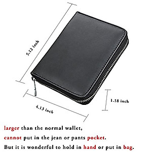 boshiho RFID Blocking 24 Slot Credit Card Holder Wallet Real Leather Multi Card Organizer Wallet with Zipper (Black)