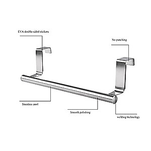 2Pcs Towel Rack Over Door, Towel Bar Hanging Holder, Stainless Steel Bathroom Kitchen Cabinet Towel Rag Rack, Shelf Hanger