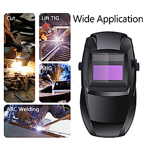 Goflas Welding Helmet Auto Darkening Solar Powered True Color Welder Helmet Welding Hood for MIG TIG Stick Welder Black