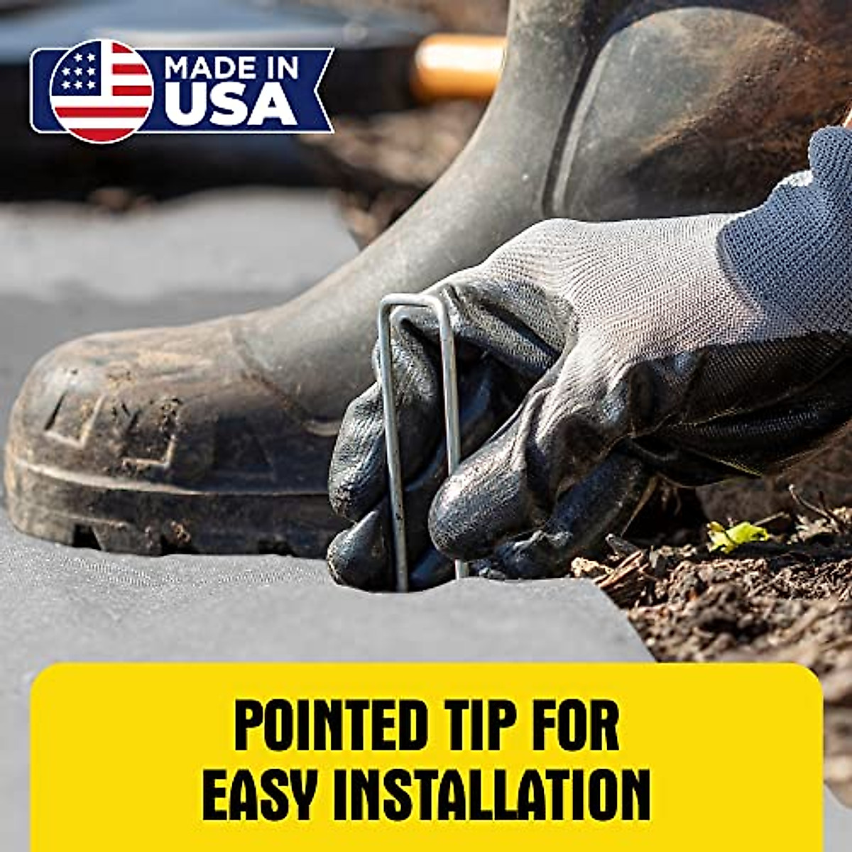 Homestead Choice 6 Inch Galvanized Landscape Staples - 100 Metal Garden Stakes for Gardening - 11 Gauge Anti-Rust Heavy-Duty Ground Sod Pins Yard Stakes for Weed Barrier Fabric Irrigation Tubing Hose