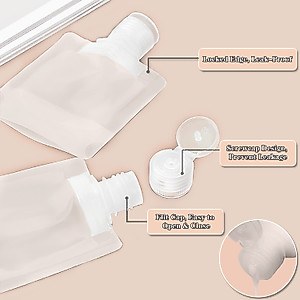 VCZH Travel Pouches for Toiletries 13 Pack, Travel Bottles for Toiletries,TSA Approved Squeeze Flat Bottle Pouches, Great for Trips with Refillable Travel Accessories (30ml/50ml/100ml)