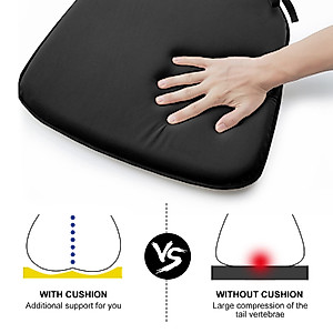 LOVTEX Chair Cushions for Dining Chairs, Kitchen Chair Cushions Set of 4, Chair Pads for Dining Chairs with Ties, 17"x16"x1.5" Seat Cushions for Kitchen Chairs, Black