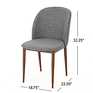 Christopher Knight Home Anastasia Fabric Dining Chairs, 2-Pcs Set, Light Grey / Light Walnut