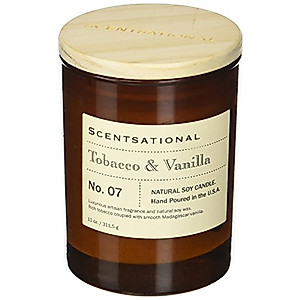 Scentsational Apothecary-Tobacco & Vanilla Candle, Medium, Amber, 11 Ounce