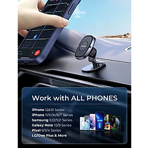 JOYROOM 2-Pack Magnetic Phone Holder for Car, [2022 Upgraded 6 Stronger N52 Magnets] Extreme Magnetism Car Phone Holder Mount for iPhone 14 13 Pro X XR, Samsung Galaxy etc