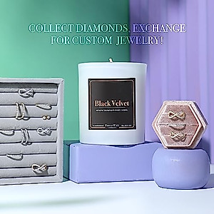 Foreverwick Black Velvet Majestic Moss Surprise Soy Wax Candle with Diamond Inside 14Oz Jar, Large Candles, Scented, Gift Women, Glass, Large Size, Double Pour Inspired, 70 Hours