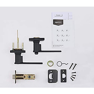 Amazon Basics Contemporary Stamford Door Lever, Passage, Matte Black