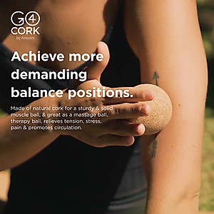 Go4Cork Cork Yoga Massage Ball - 2.4" Therapy Roller | Release Stress, Tension & Circulation | Non-Toxic, Alternative to Foam Yoga Massager | Sustainable & Eco Yogi Gift