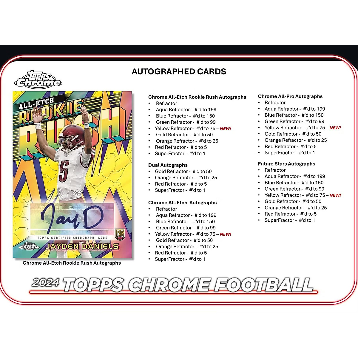 2024 Topps Chrome Football 7-Pack Trading Card Mega Box (1 Prism Refractor + Ten Rookies Per Box!)