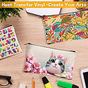 10 Pack Blank DIY Craft Bag Canvas Pen Pencil Case- Cotton Canvas for School Supplies Invoice Bill Bag Makeup Bag Cosmetic Bag Multipurpose Travel Toiletry Pouch with Black Zipper 7.9 x 4.7 inches