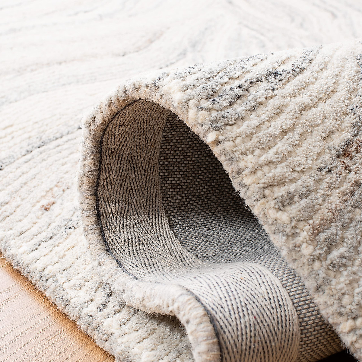 SAFAVIEH Metro Collection Runner Rug - 2'3" x 12', Ivory & Grey, Handmade Modern Abstract Wool, Ideal for High Traffic Areas in Living Room, Bedroom (MET505F)