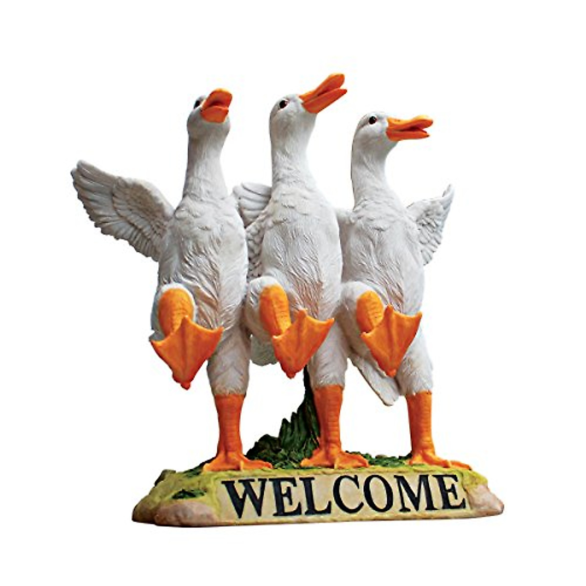 Design Toscano JQ6260 Delightful Dancing Ducks Welcome Sign Garden Statue, 11" Wx6 Dx11.5 H, Full Color