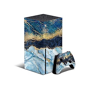 ZOOMHITSKINS Compatible with X1 Series X, Blue Marble Gold Granit Planet Space Green, Durable, Bubble-Free, Goo-Free, Made in USA