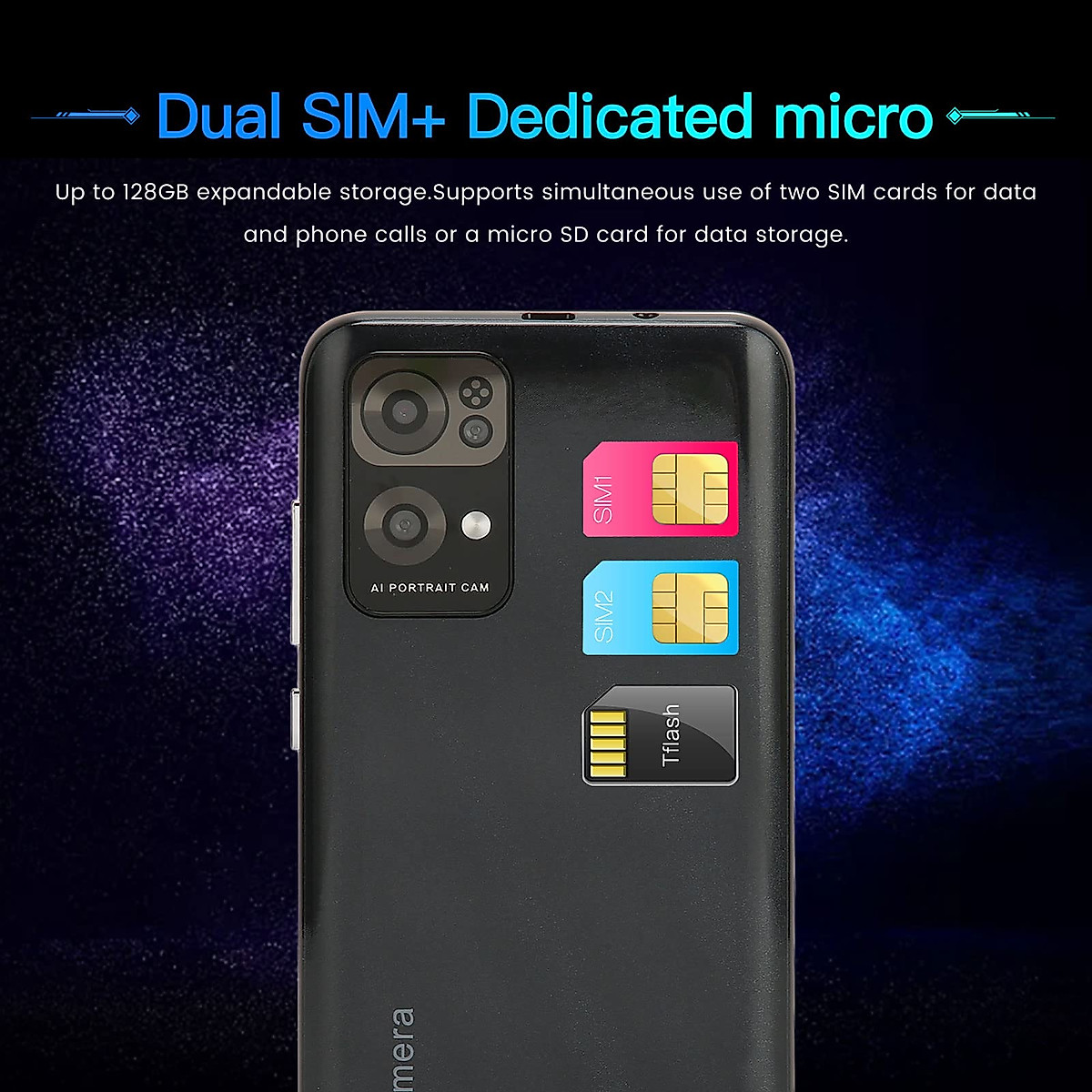 Rino7 Pro Smartphone, 5.45in HD Full Screen, 2GB RAM 32GB ROM, with Face Recognition, 2MP Front 5MP Rear, 3200mAh Battery, Dual Card Dual Standby Cellphone for Android 6(Black)