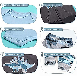 Gorboig 3-6 Month Boy Clothes Hoodie Jacket Long Sleeve Bodysuit Pant Set Dinosaur 3PCS Outfit(camo,6m)