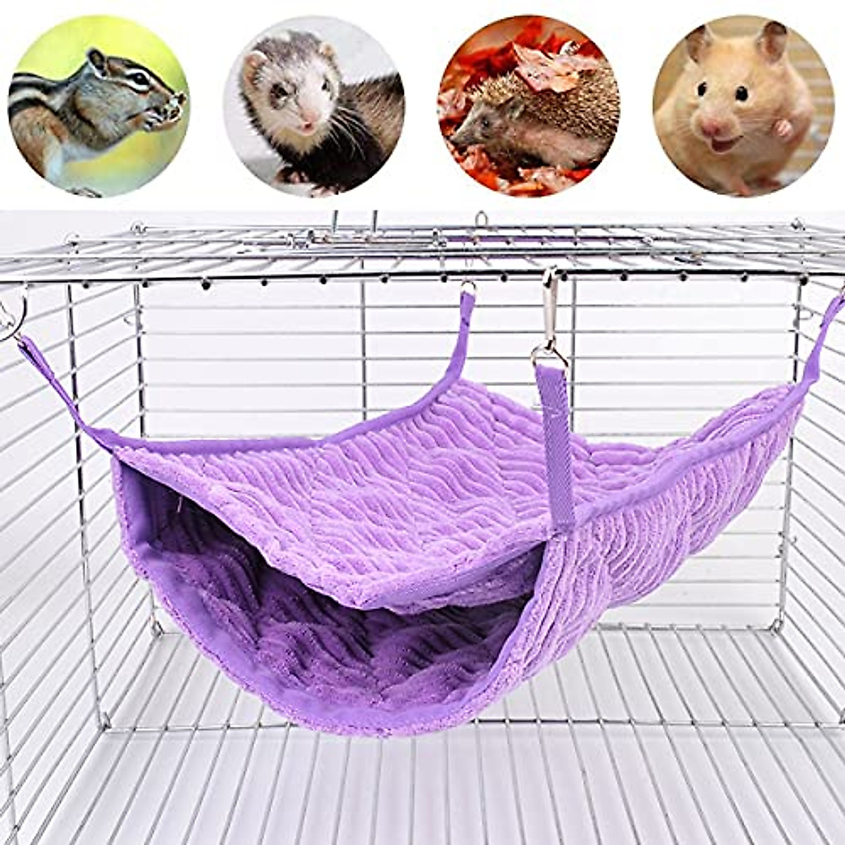 G YITENG Small Animal Bunk Bed Ferret Hammock Pet Rat Cage Hammock Sleep Bed Play Platform Tunnel Hamster Cage Accessories Hanging Hideout Tunnel Tube Toy (Purple)