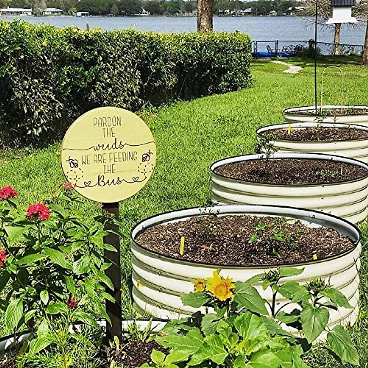 Vego garden 17" Tall 42" Round Raised Garden Bed Metal Raised Bed Planter Box for Vegetables Flowers Patio, Pearl White