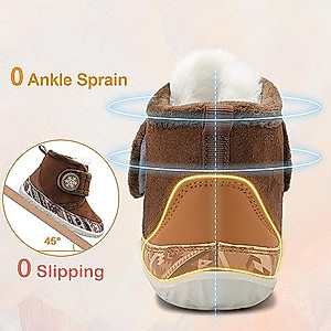 Scurtain Hard Bottom Baby Shoes Girl Winter Brown Boots Boy House Sock Shoes Fuzzy Winter Bedroom Slippers 16-24 Months