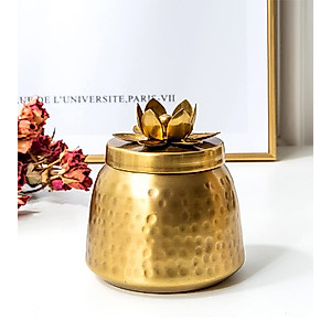 GENIGW Brass Storage Jar Living Room TV Cabinet Cover Candy Jars Palace Relief Grain Dispenser Ornaments