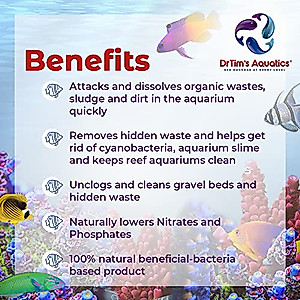 DrTim’s Aquatics Saltwater Waste-Away – Natural Fish Tank & Aquarium Waste Management Solution for Dissolving & Cleaning Organic Sludge & Waste - 16 oz. - Treats 480 ga